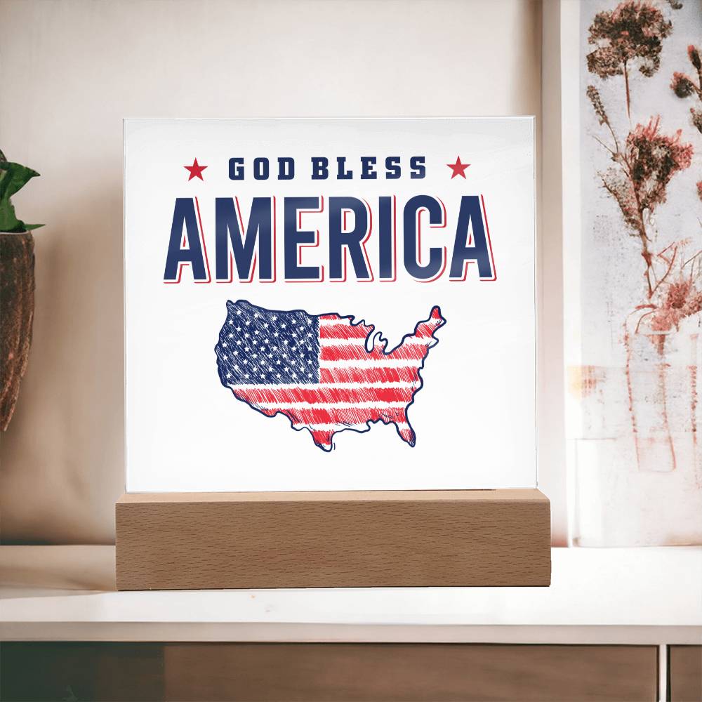 God Bless America Affirmation Acrylic Plaque, Custom Message